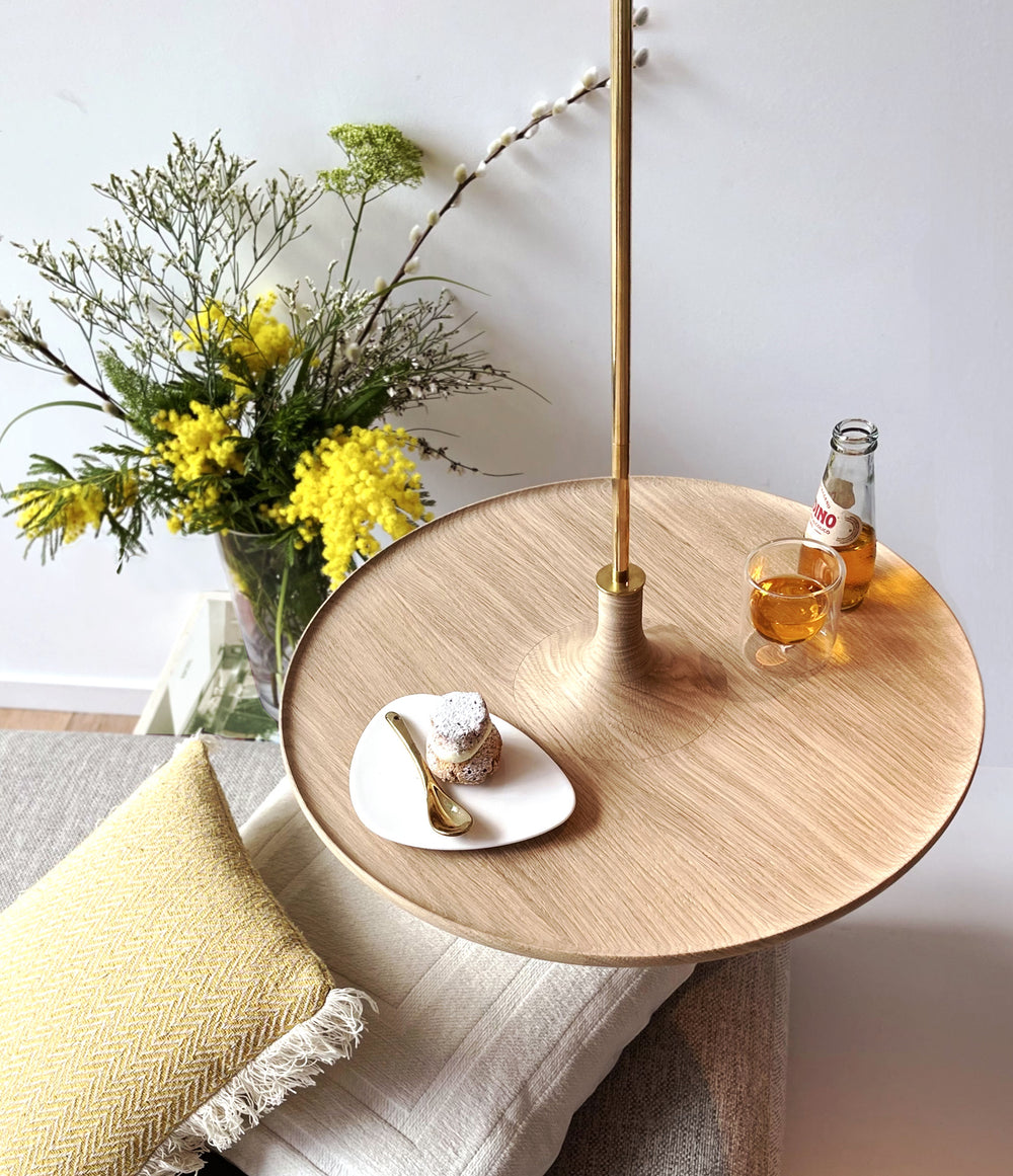 Oak hanging table standard brass rod - TOUPY | Mademoiselle Jo