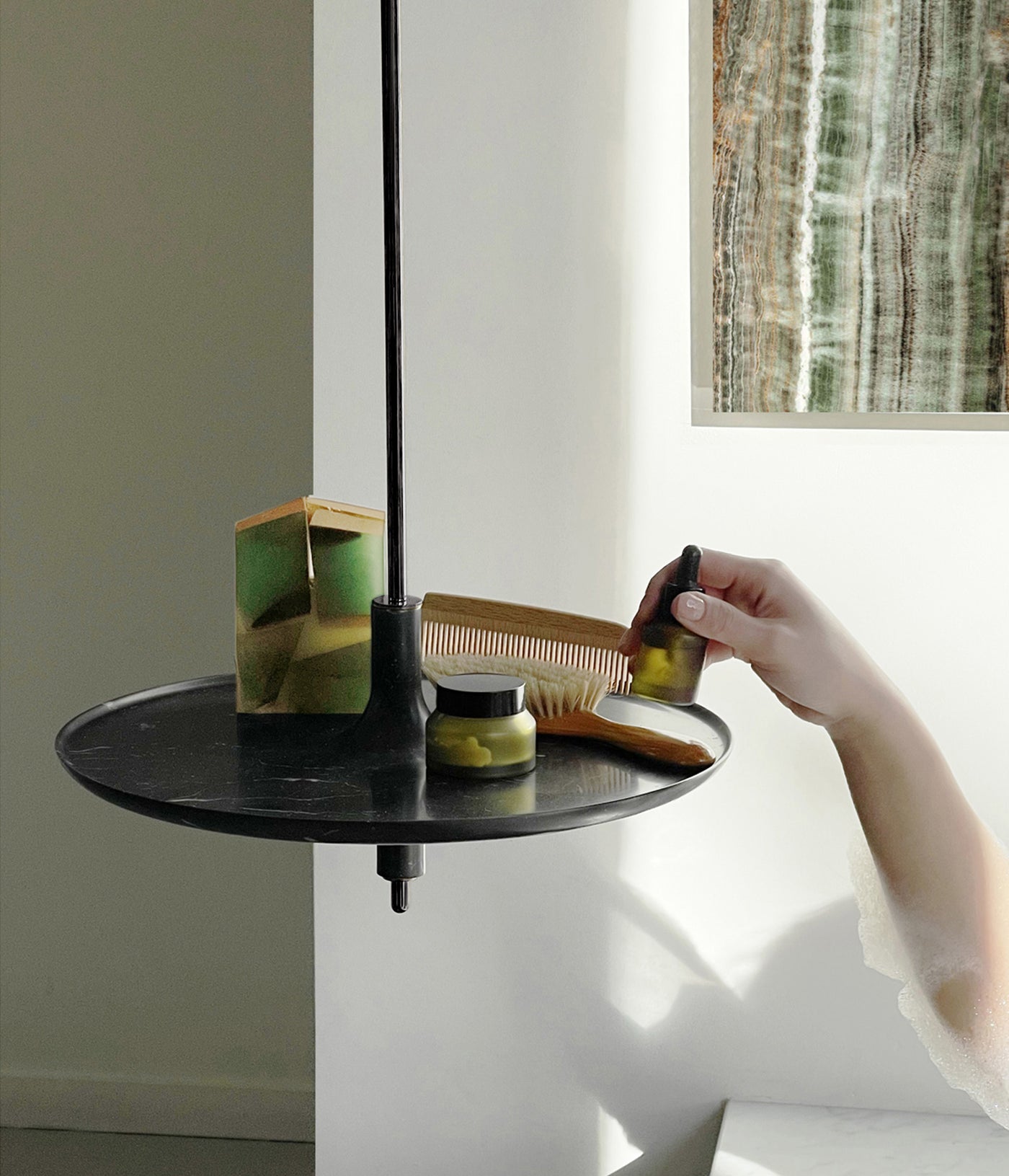 Black Marble hanging table standard black rod - TOUPY | Mademoiselle Jo